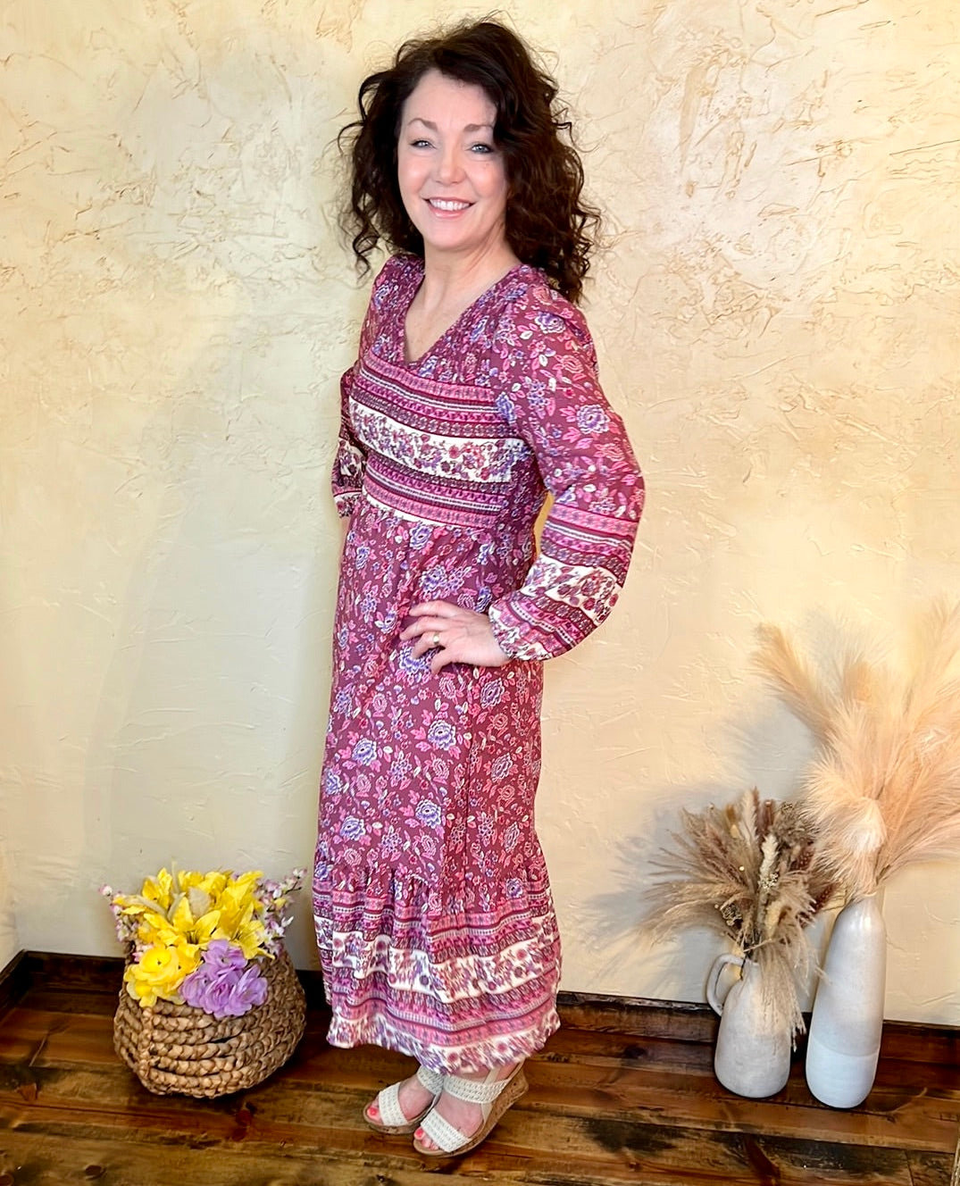 Purple Floral Midi Dress – Remembering Ruth Company